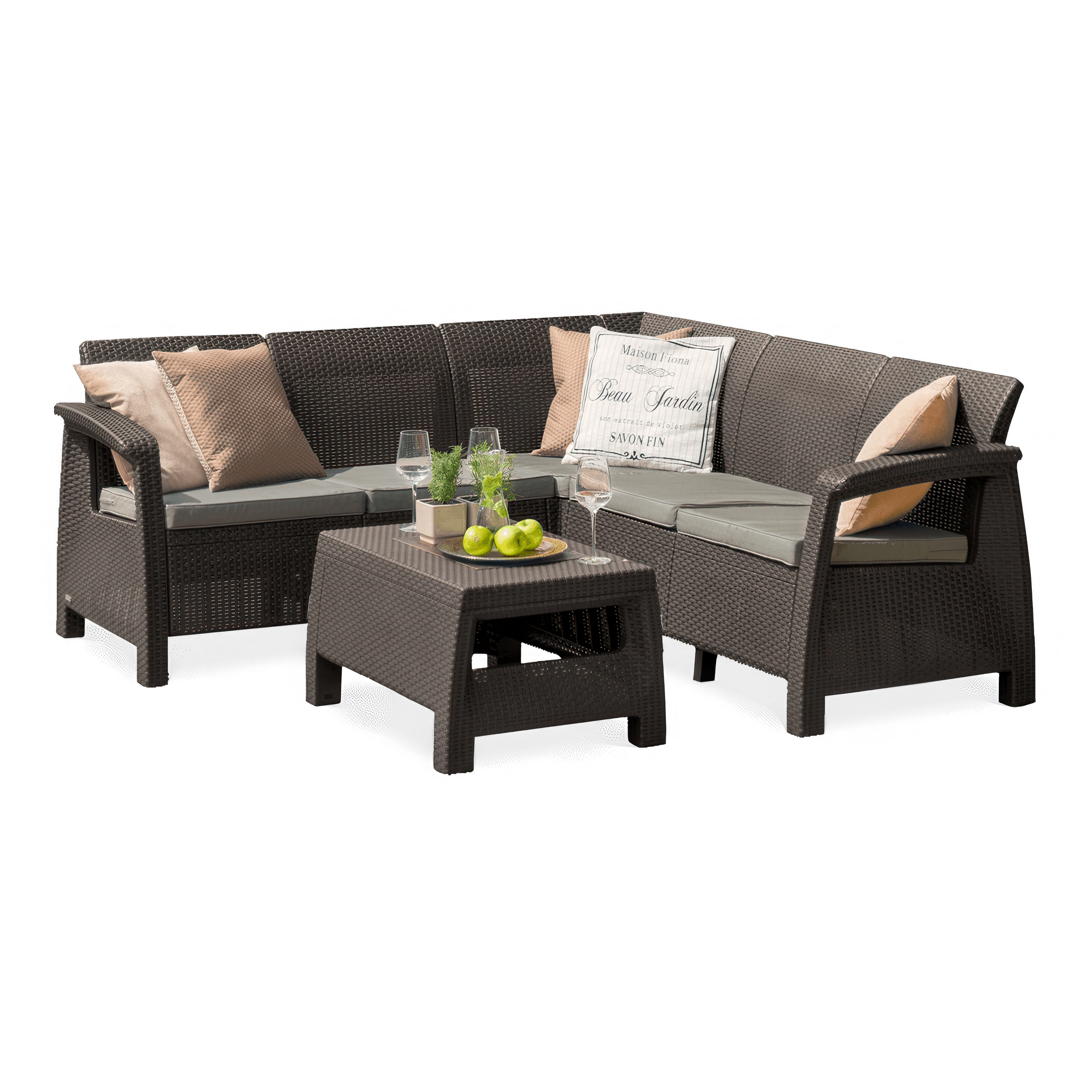 Keter Corfu Relax Set Garden Corner Brown